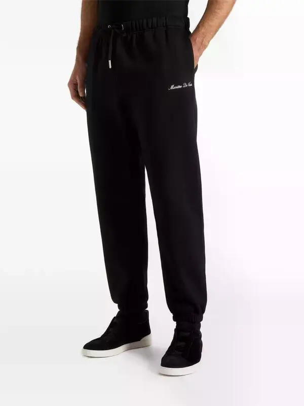 Manière De Voir Alistair Logo-embroidery Regular-fit Elasticated-cuffs Track Pants - Black