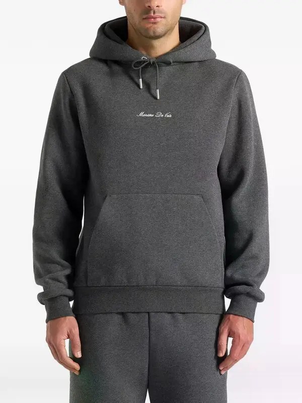 Manière De Voir Charcoal Logo-embroidered Relaxed-fit Hoodie - Grey
