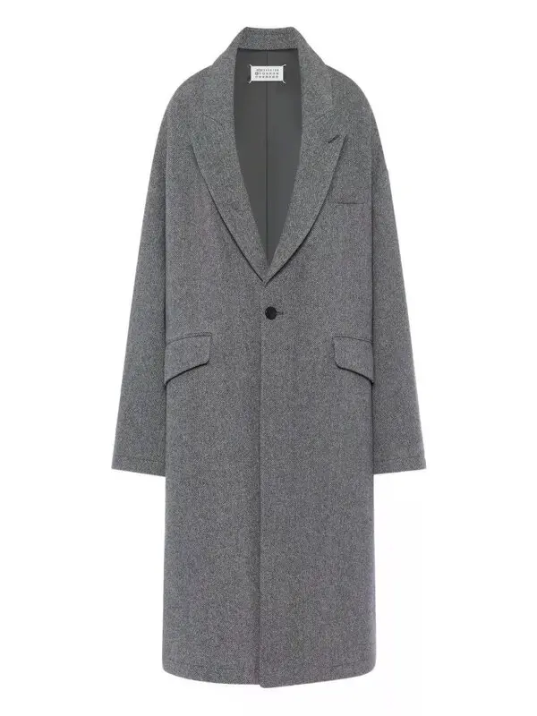 MAISON MARGIELA Single-breasted Wool Blend Coat - Grey