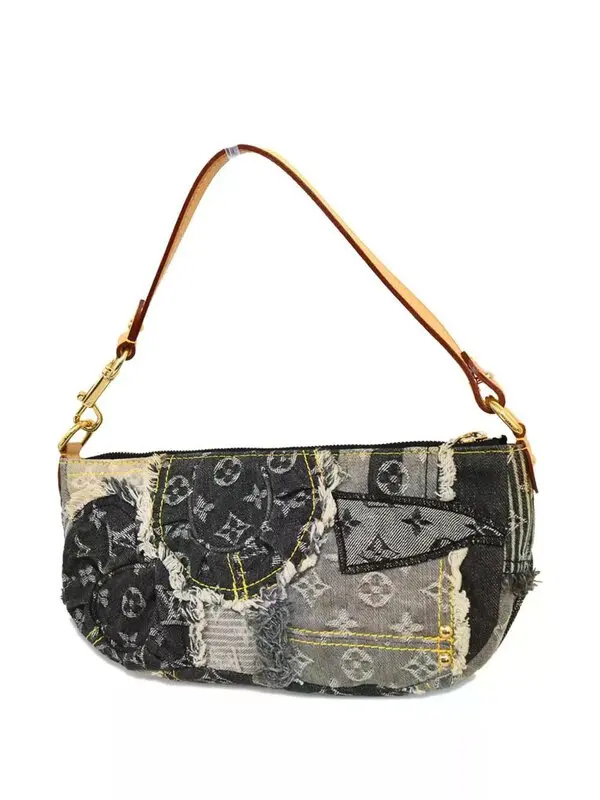 LOUIS VUITTON 2007 Monogram Denim Patchwork Pouchy Shoulder Bag - Grey