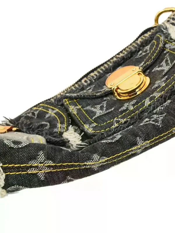 LOUIS VUITTON 2007 Monogram Denim Patchwork Pouchy Shoulder Bag - Grey
