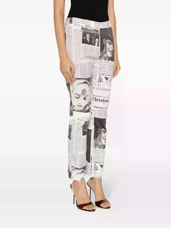Dior Newspaper Print Slim-fit Jeans