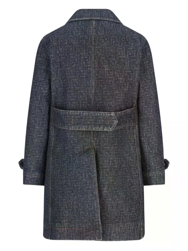 Fendi Quilted Ff Motif Double-breasted Denim Coat