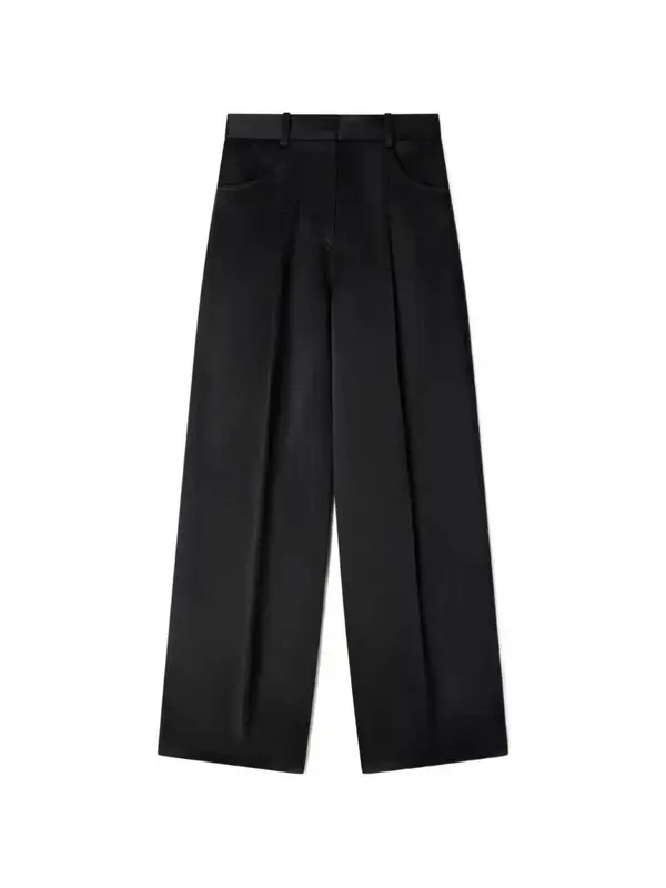 Sandro Satin Effect Wide-leg Trousers - Black