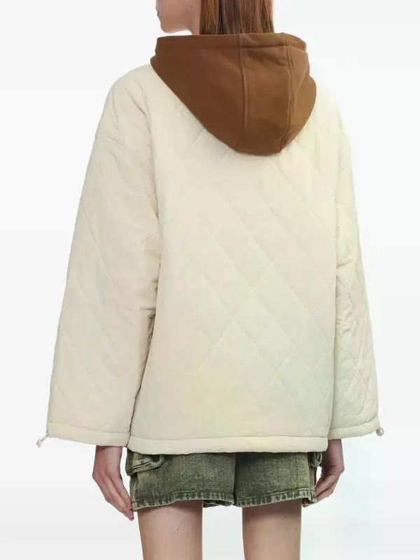 MINI CREAM Quilted Hooded Jacket - Neutrals