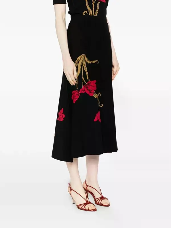 Erdem Floral Jacquard Knitted Midi Skirt