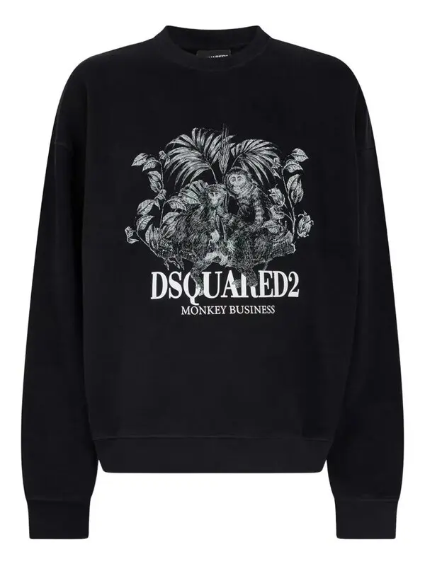 Dsquared2 Monkey Business Crew Neck Sweatshirt - Black