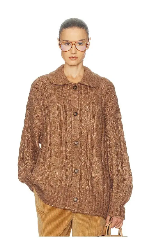 HELSA Jessiah Cable Cardigan - Brown