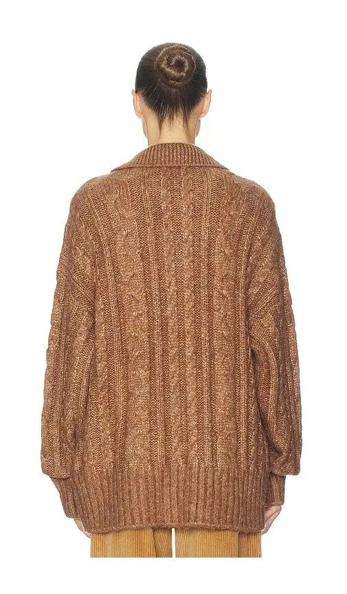 HELSA Jessiah Cable Cardigan - Brown