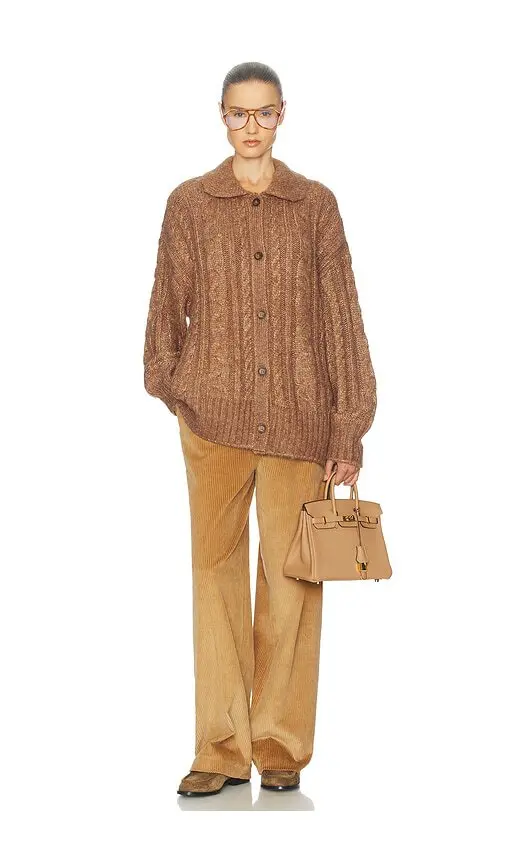 HELSA Jessiah Cable Cardigan - Brown