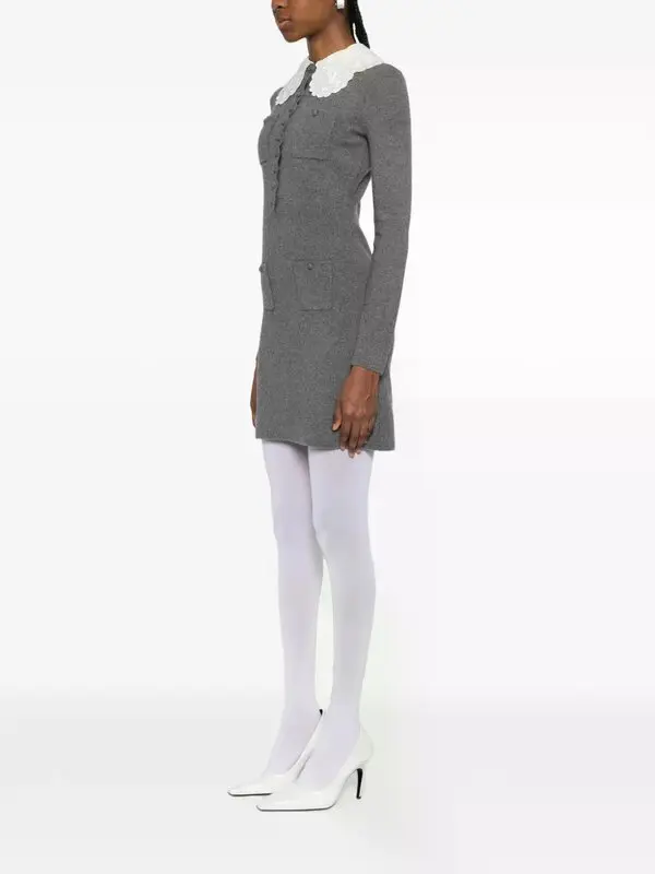 SELF-PORTRAIT Long-sleeve Mini Dress With Contrast Collar