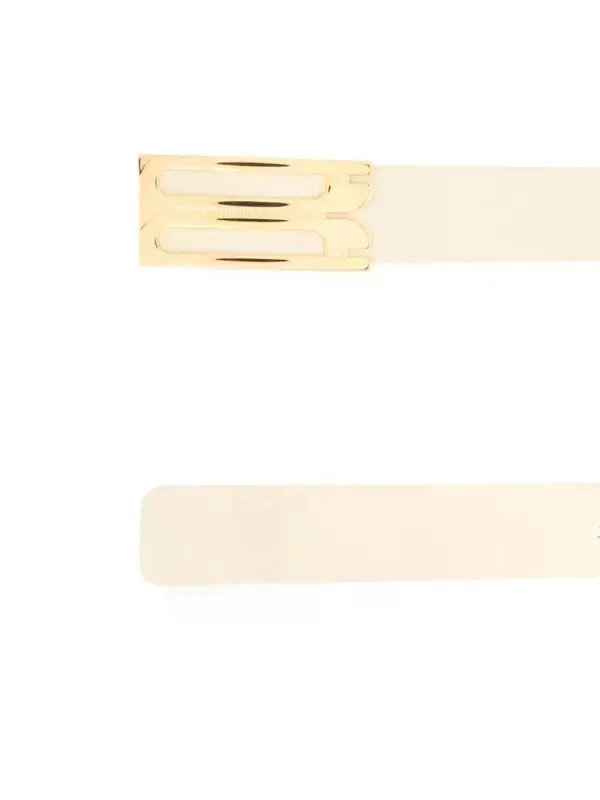 Victoria Beckham Logo Buckle Leather Belt - Neutrals