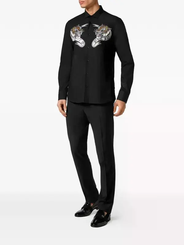 Philipp Plein Tiger-print Embellished Shirt