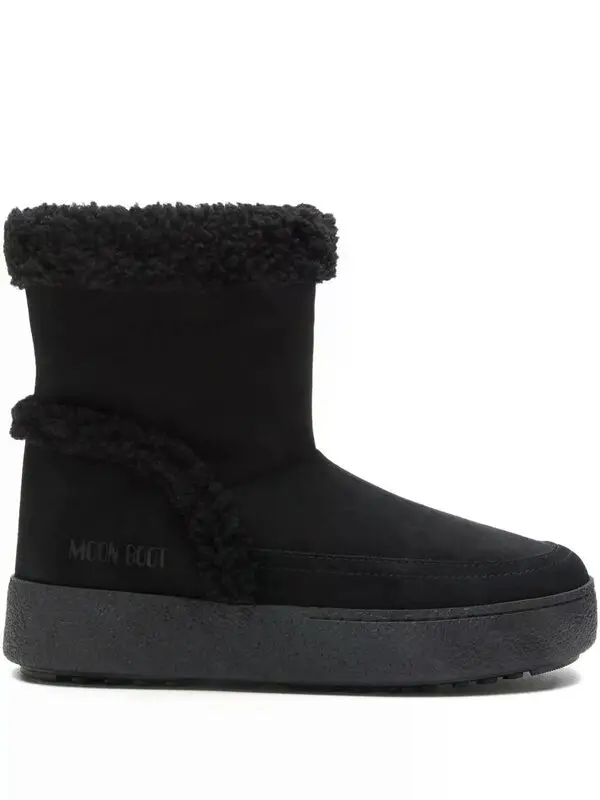 Moon Boot Ltrack Tina Shearling Trimmed Platform Boots - Black