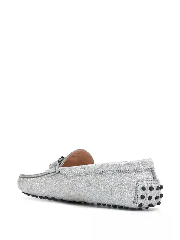 TOD'S Gommino Double T Loafers - Silver