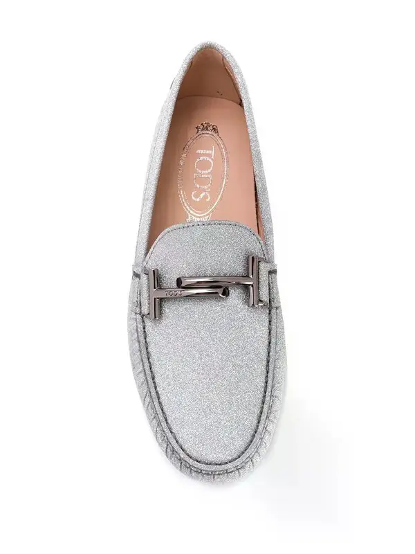 TOD'S Gommino Double T Loafers - Silver