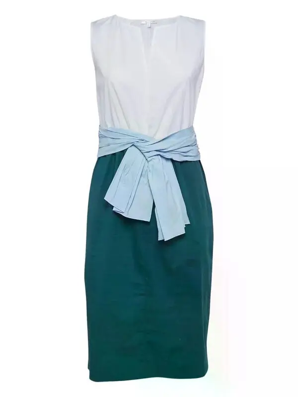 Paule Ka Sleeveless Colour-blocked Tie-waist Midi Dress