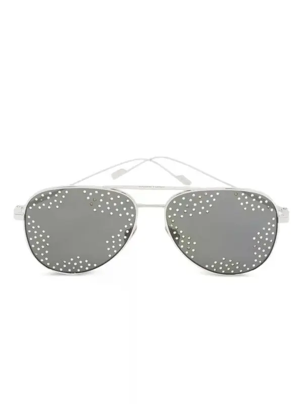 Saint Laurent Crystal-embellished Aviator Sunglasses - Silver