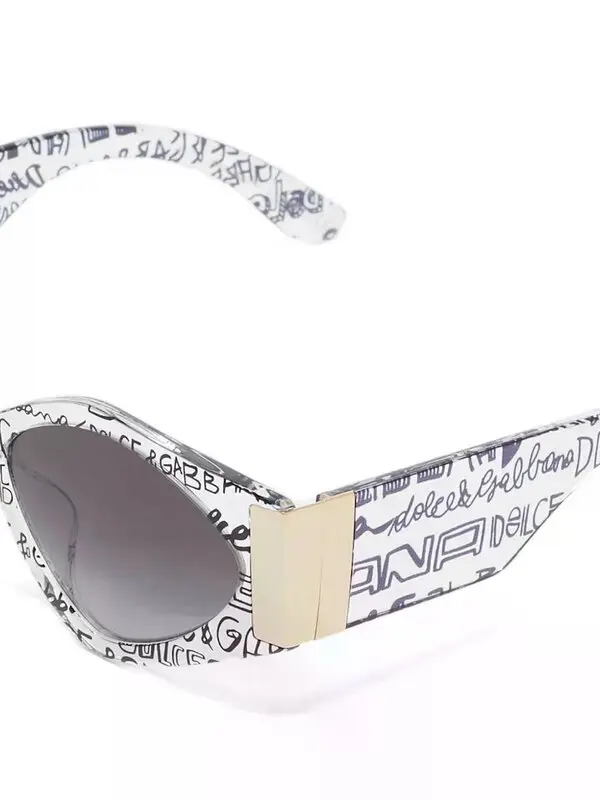 Dolce & Gabbana Geometric Sunglasses With All-over Logo Print