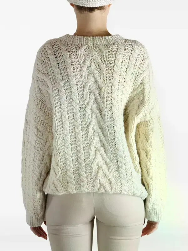 Brunello Cucinelli Cream Cable-knit Crew Neck Sweater