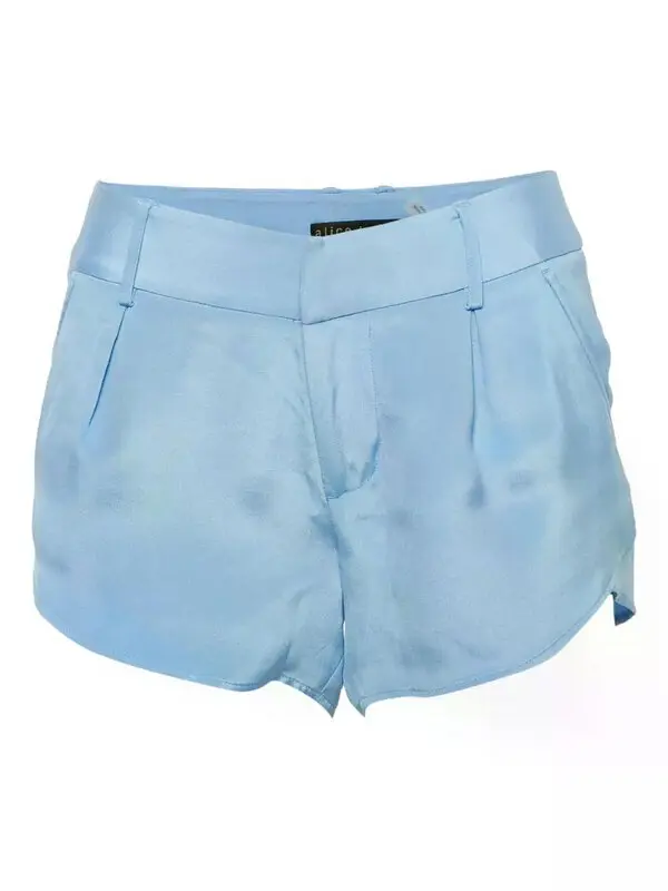 Alice + Olivia Pleated Silk Shorts - Blue