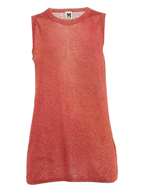 Missoni Sleeveless Round Neck Lurex Knit Top - Red