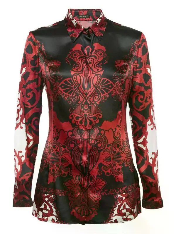 Versace Paisley Print Satin Shirt - Red