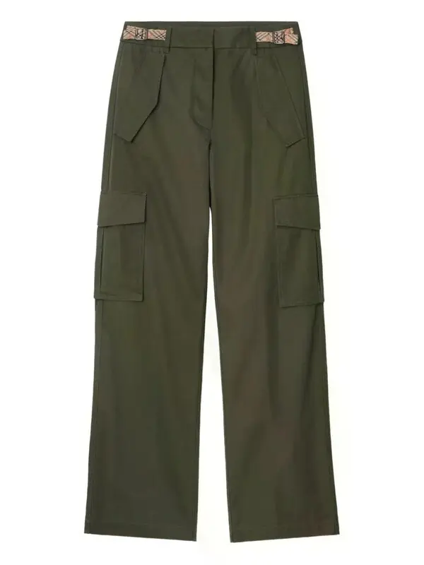 Burberry Cargo Trousers With Check Trim - Green