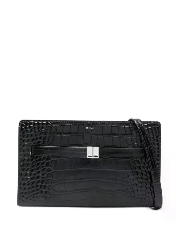 TOTEME Crocodile-embossed Cross Body Bag - Black