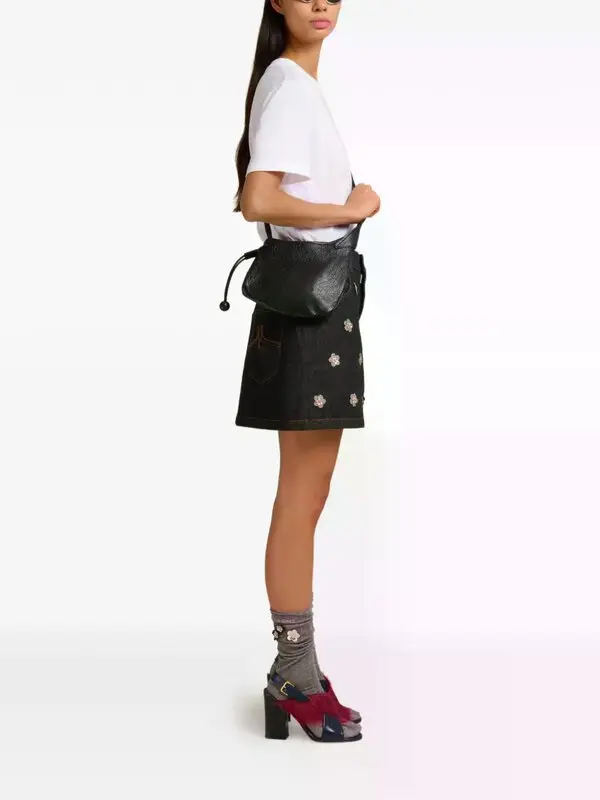 Marni Leather Drawstring Crossbody Bag - Black