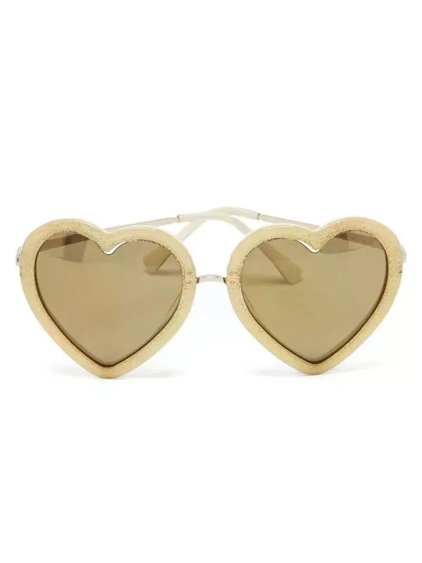 Linda Farrow Heart-shaped Glitter Detail Sunglasses - Gold