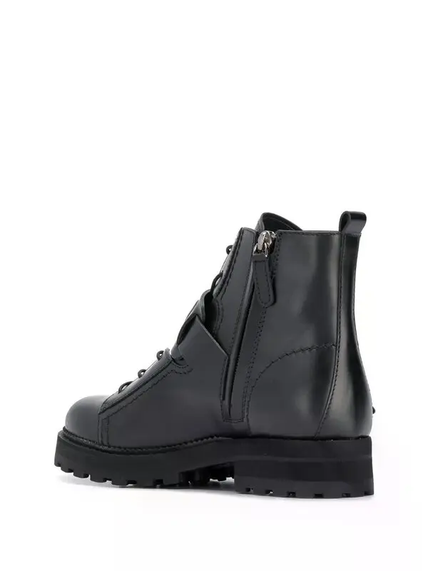 TOD'S Buckled Lace-up Leather Combat Boots