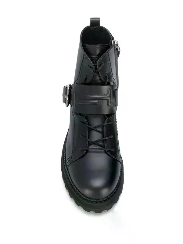 TOD'S Buckled Lace-up Leather Combat Boots