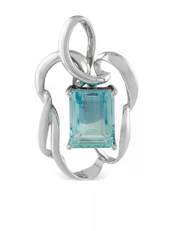 LB EXCLUSIVE Platinum Square-shaped Aquamarine Pendant - Silver