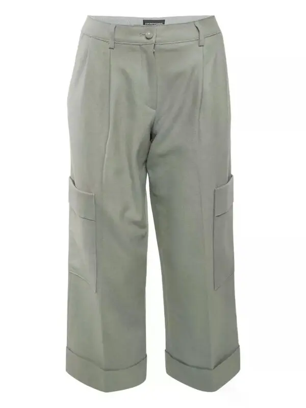 Emporio Armani Sage Cargo Pants With Cuffed Hems