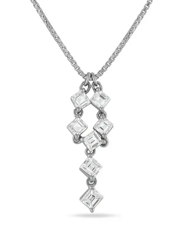 LB EXCLUSIVE Platinum Tiered Design Diamond Necklace - Silver