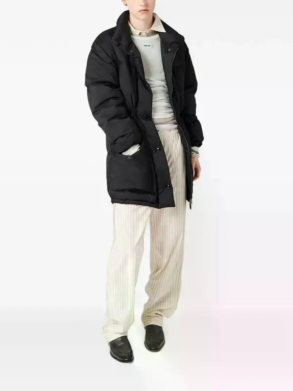 Miu Miu Technical Pongé Down Long Jacket