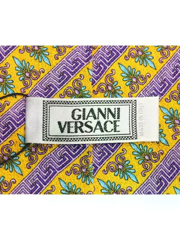 Versace Patterned Silk Neck Tie - Yellow