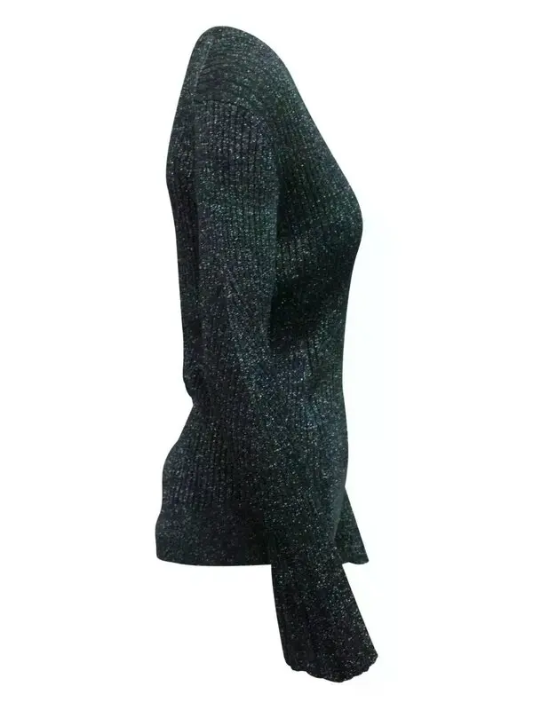 Chloé Ribbed Metallic-thread V-neck Sweater - Blue