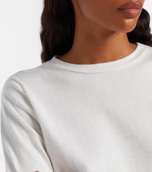 Extreme Cashmere N°451 Cotton And Cashmere Crewneck Top In Snow