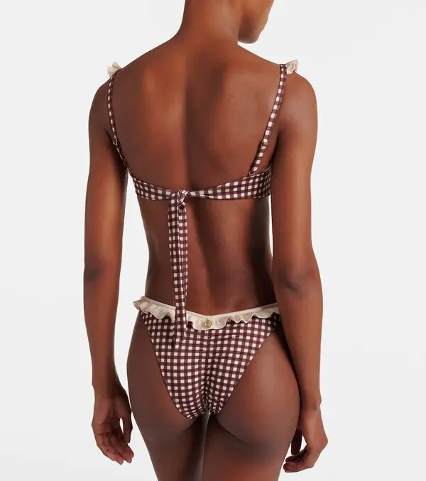 BANANHOT Angela Gingham Bikini Top - Brown