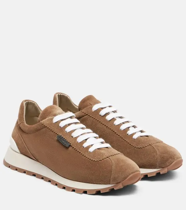 Brunello Cucinelli Monili Suede Sneakers - Brown