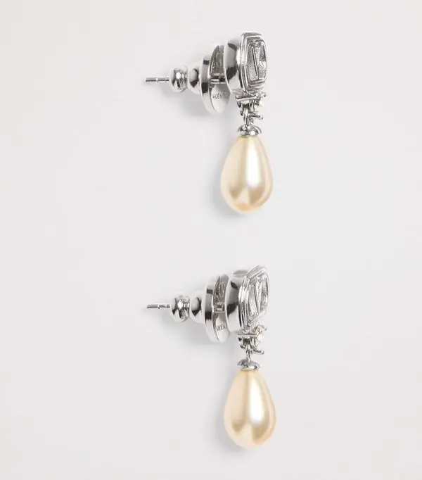 Valentino Garavani Crystal And Faux Pearl Drop Earrings - Silver
