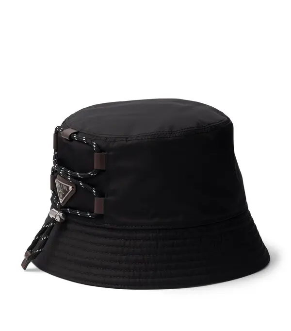 Prada Re-nylon Logo Bucket Hat - Black
