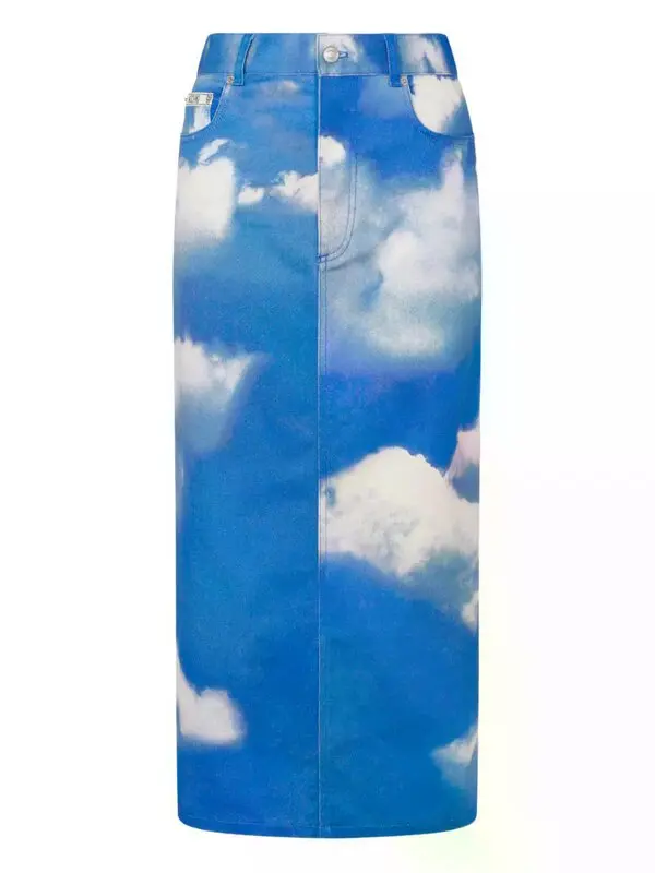 Moschino Archive Clouds Cotton Bull Skirt - Blue
