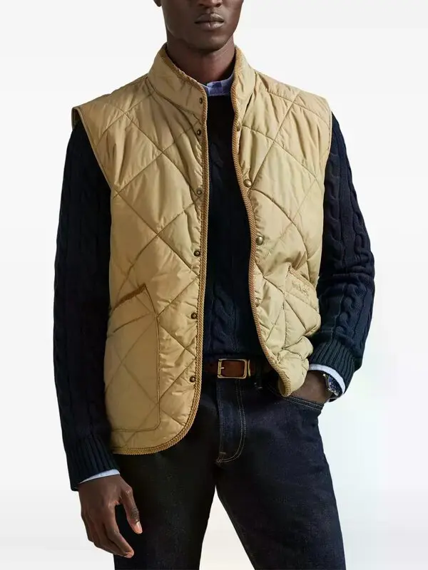 Polo Ralph Lauren Quilted Corduroy-trim Gilet - Neutrals