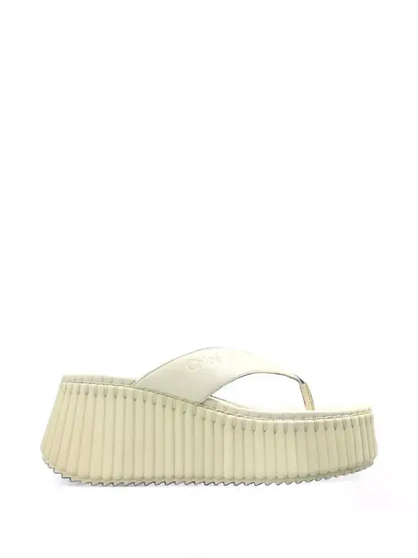 Chloé Flatform Sandals With Ripple Sole - Neutrals