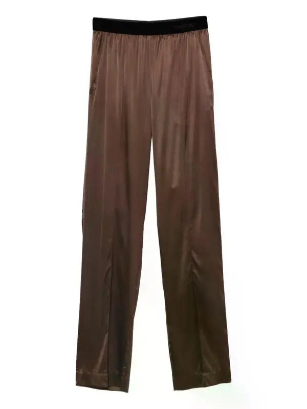TOM FORD Logo-embroidered Trousers - Brown