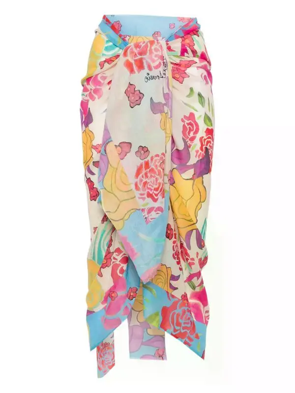 DONDE ESTEBAN Floral-print Pareo Skirt - Neutrals