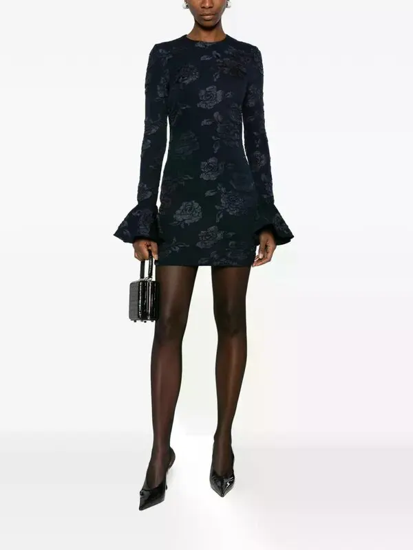ROTATE BY BIRGER CHRISTENSEN Floral Motif Mini Dress - Blue